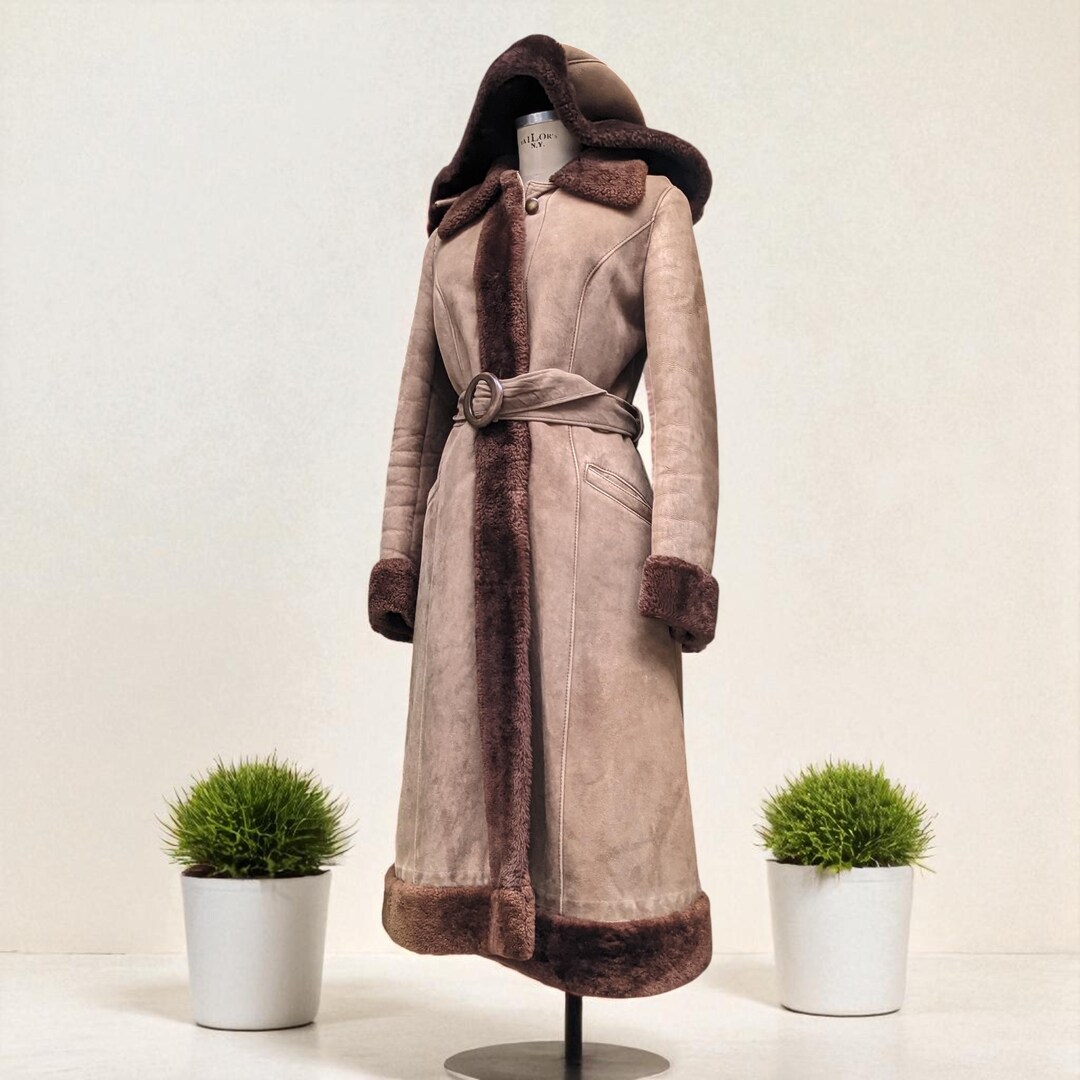 VTG Loewe Shearling Coat Luxury With Hood // Madrid 1846 Made in Spain ...