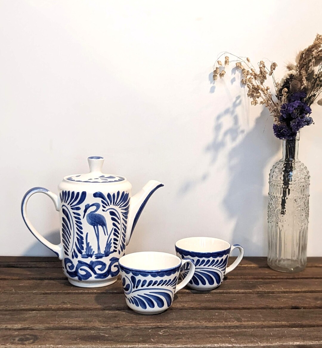 Vintage Anfora Handpainted Teapot and Cups 60s - Etsy