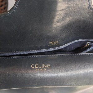 Authentic CELINE Vintage C Logo Shoulder Bag Navy Blue // Designer ...