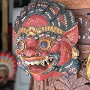 Vintage Demon Rakshasa Mask, Tribal Mask, Wall Mask, Wall Plaque, Home ...