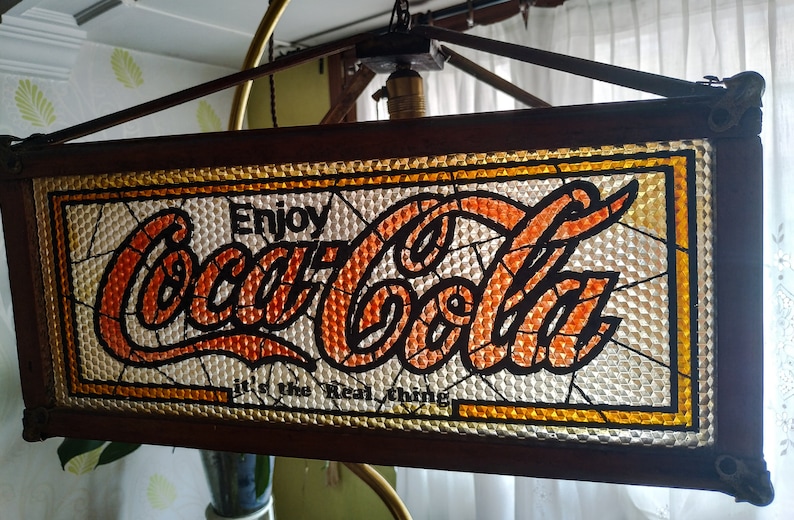 Vintage 70s Coca Cola Ceiling Lamp // Coca-cola Lampshade - Etsy Israel