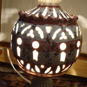 Vintage Ceramic Base Lamp Handpainted / Flower Porcelain Lamp Desk ...