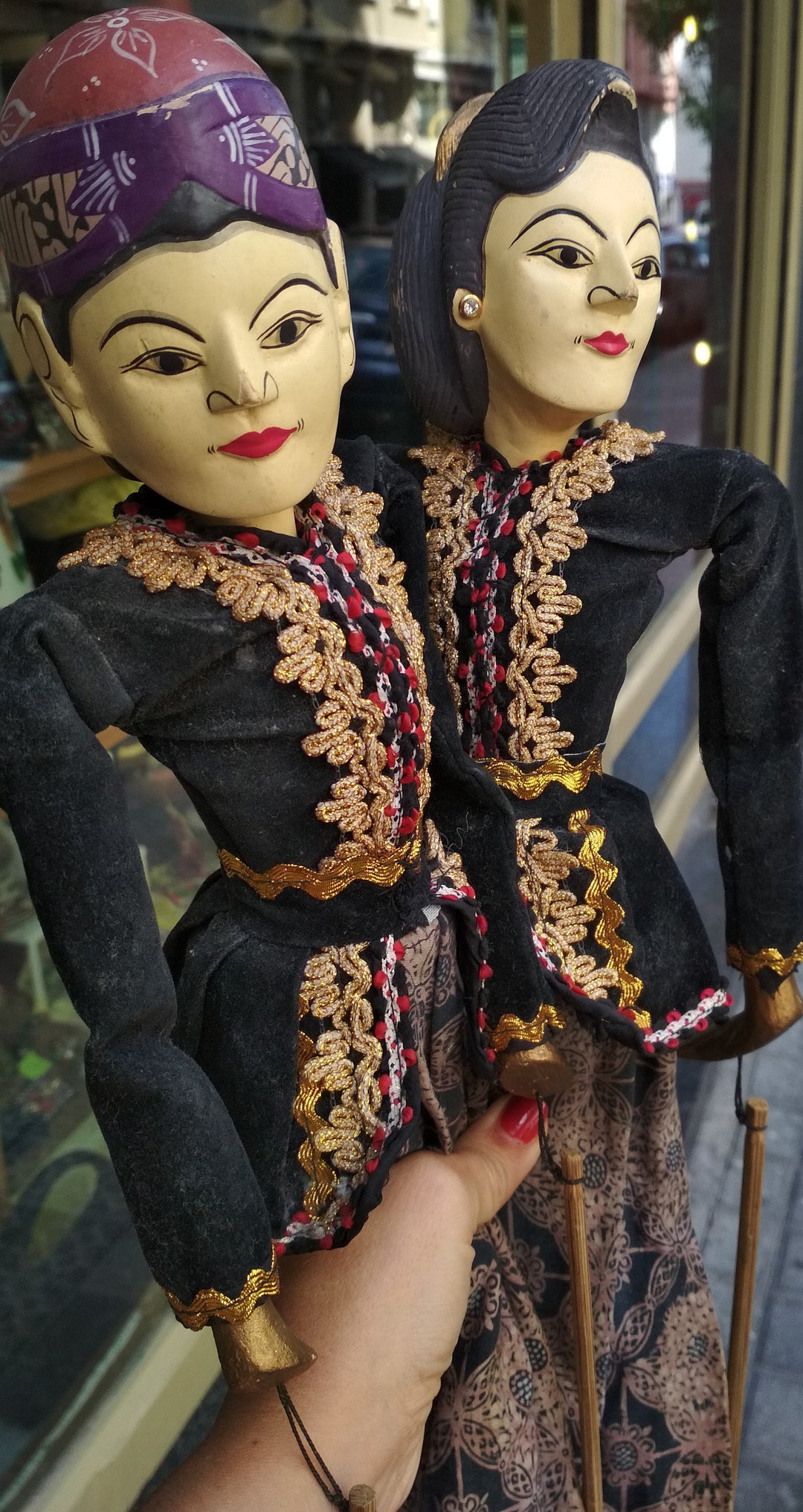 Pair of Javanese Indonesian Older Vintage Theater Puppets/ Collectible ...