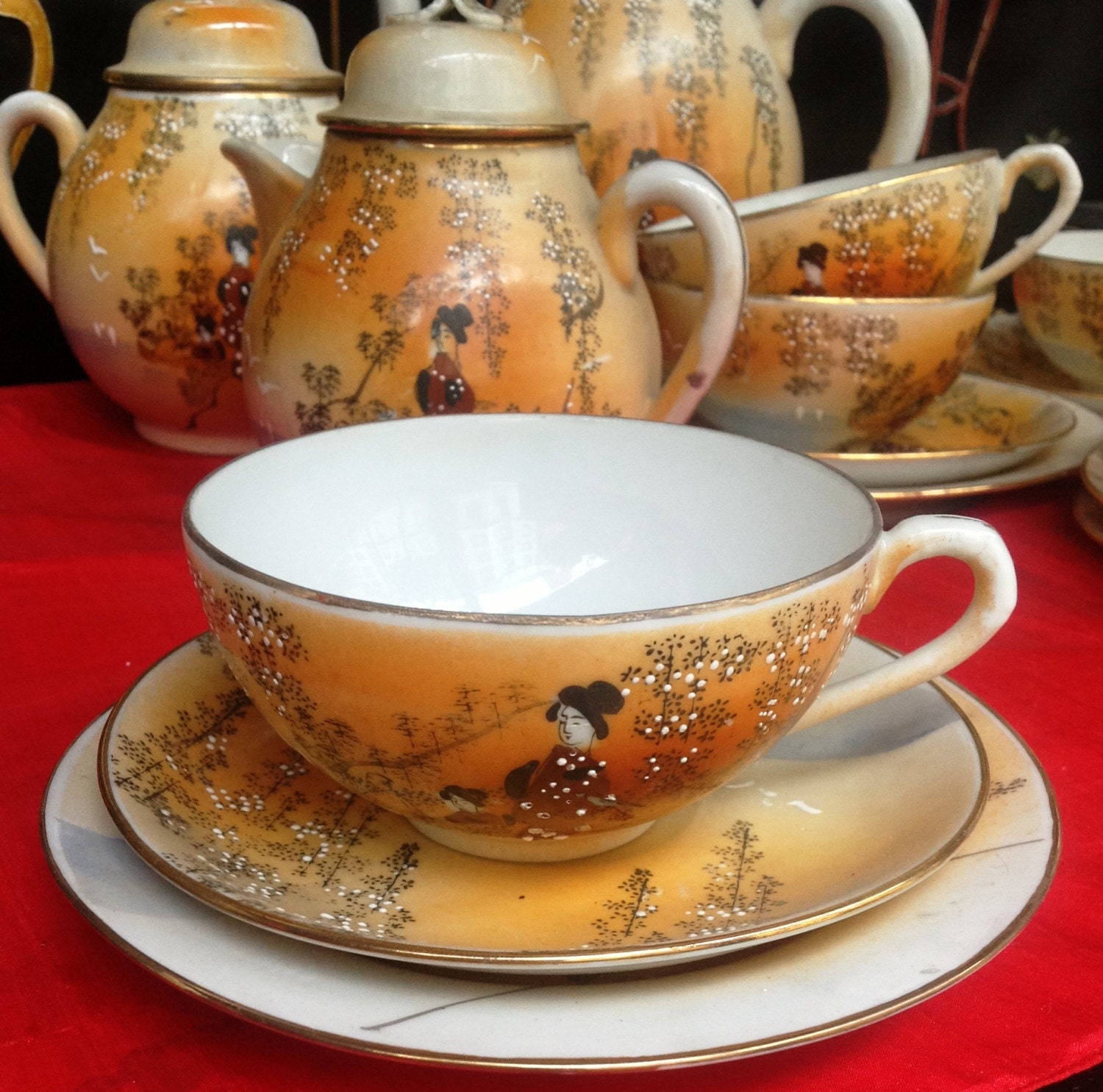 Vintage Asian Tea Set Lithophane Egg Shell Tea Set | Etsy