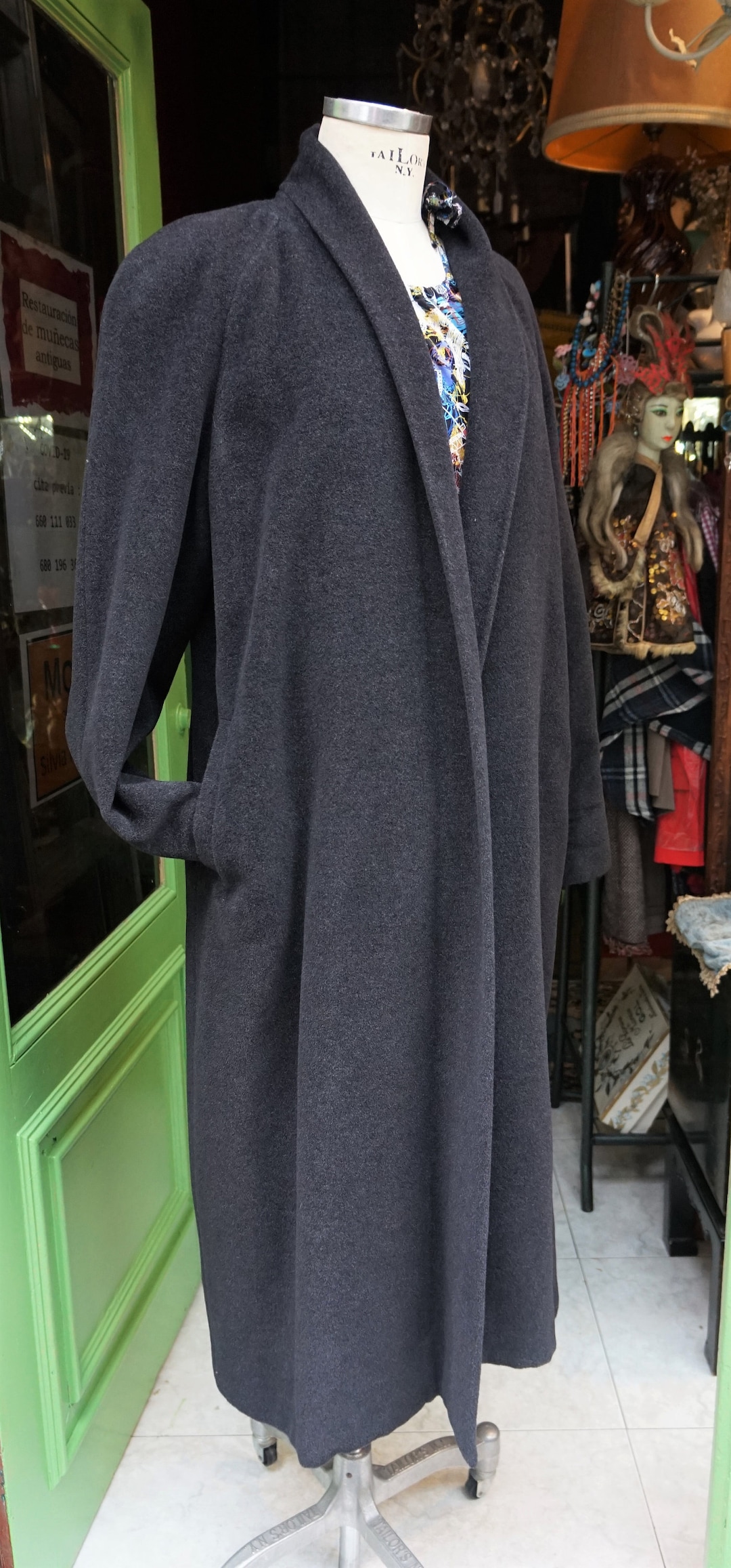Vintage Roberto Drighi Coat Italy Wool Unisex // Dark Gray Coat Virgin ...