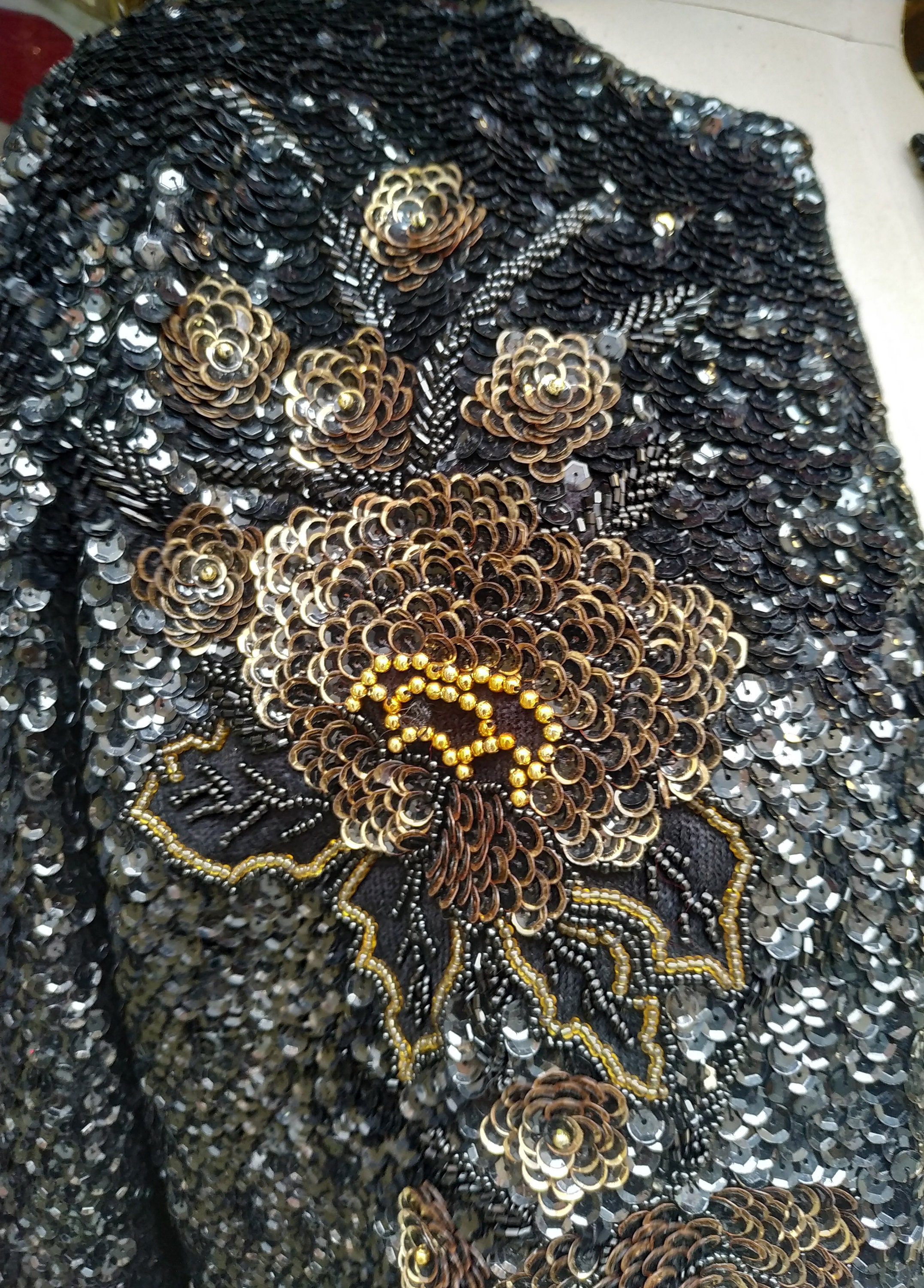 Vintage sequin jacket / Retro Jacket / Flowers embroidery | Etsy