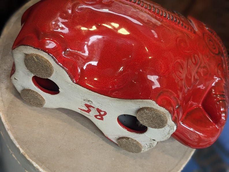 1960s Ceramic Elephant in Aldo Bitossi Style // Red Glaze Ceramic ...