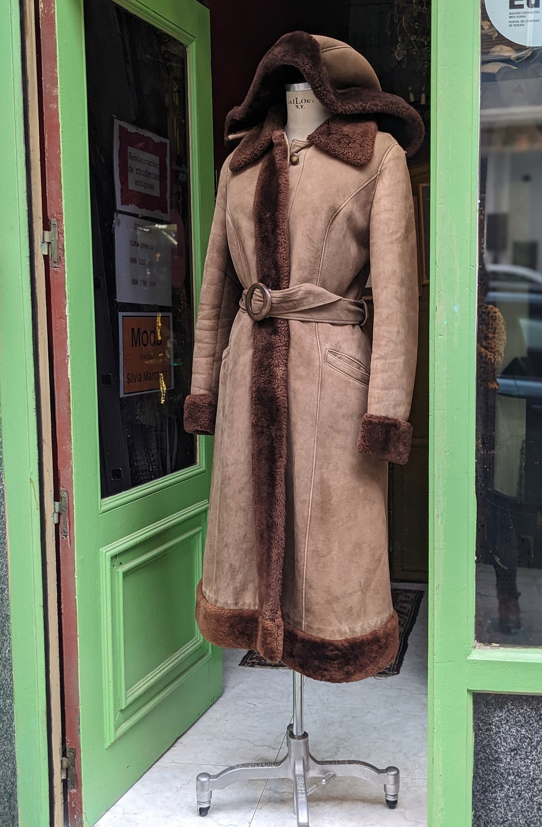 VTG Loewe Shearling Coat Luxury With Hood // Madrid 1846 Made in Spain ...