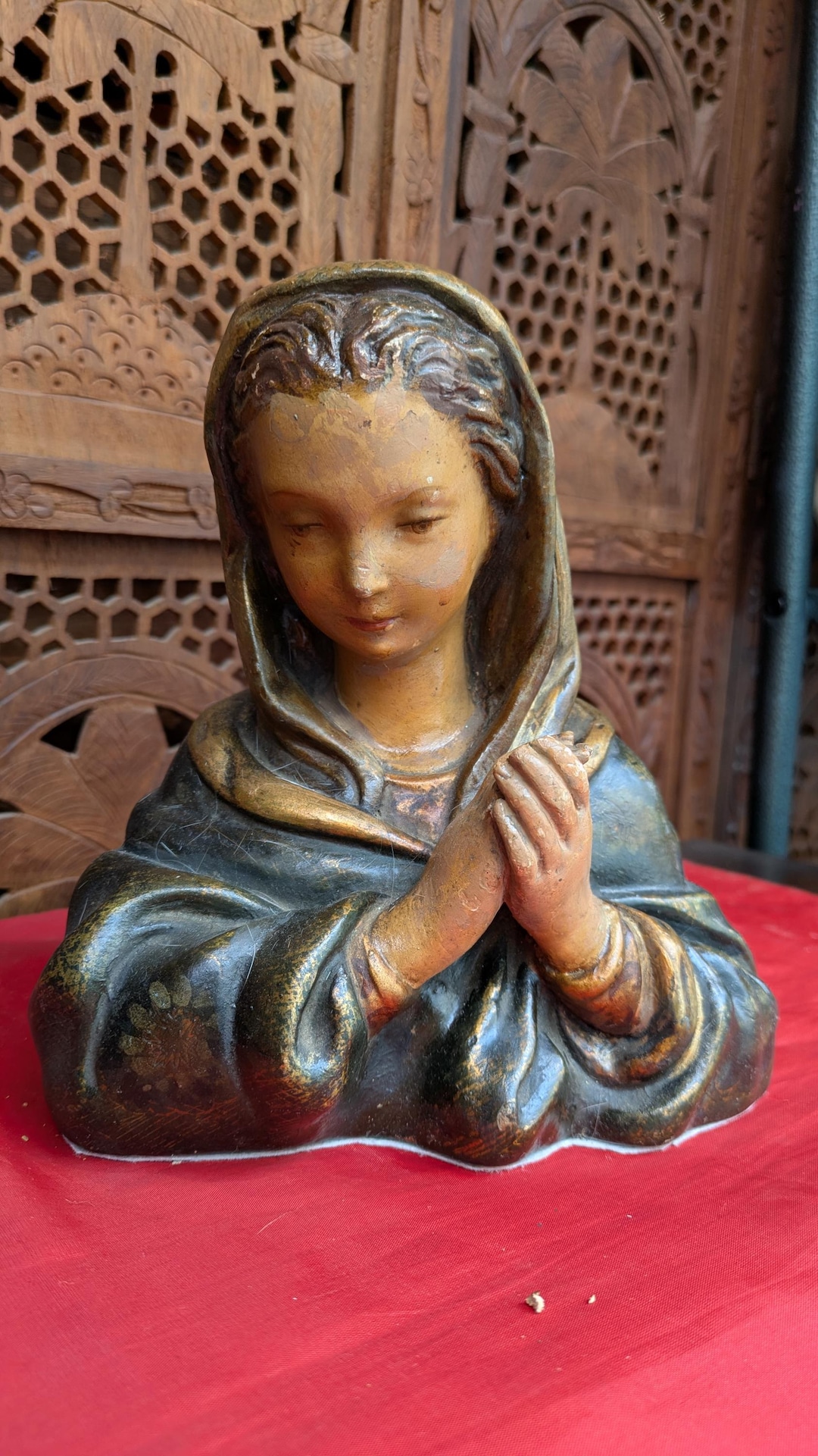 Old Virgin Mary Bust, Old Plaster Virgin, Stucco Sculpture, Plaster ...