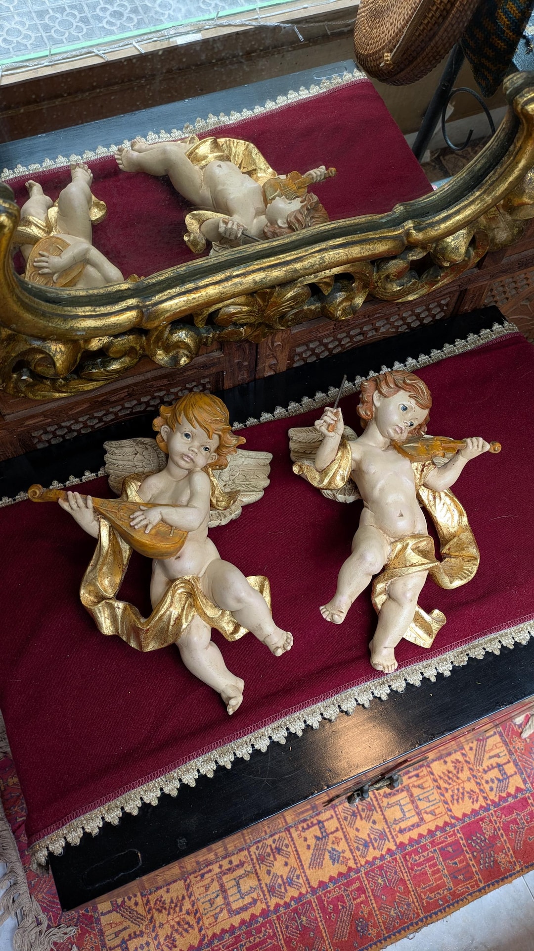 Vintage Pair of Angels, Clay Angels, Putti Angel With Gilding, Cherub ...