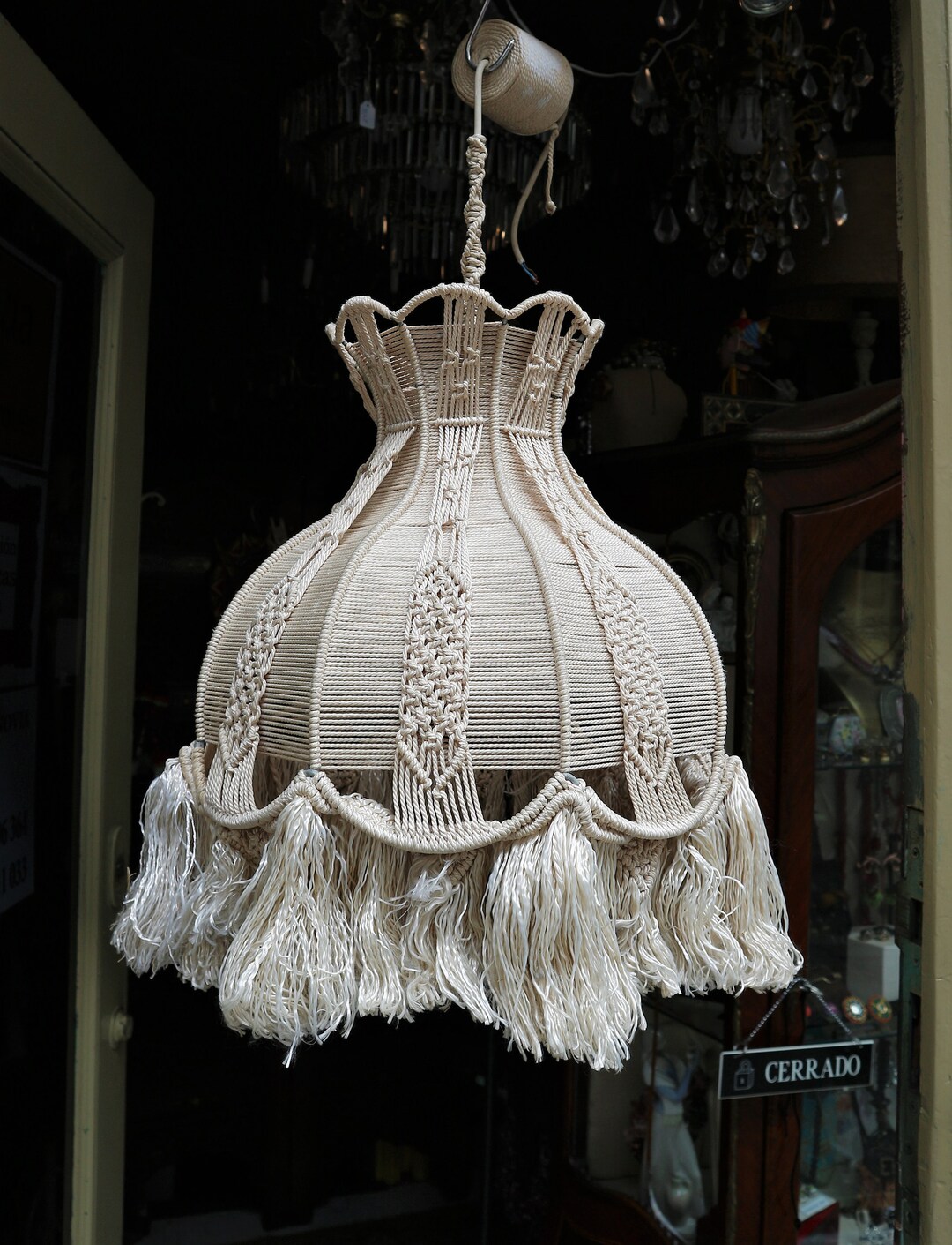 Vintage Crochet Lamp // Home Decor Ceiling Lamp // Boho Home Decor - Etsy