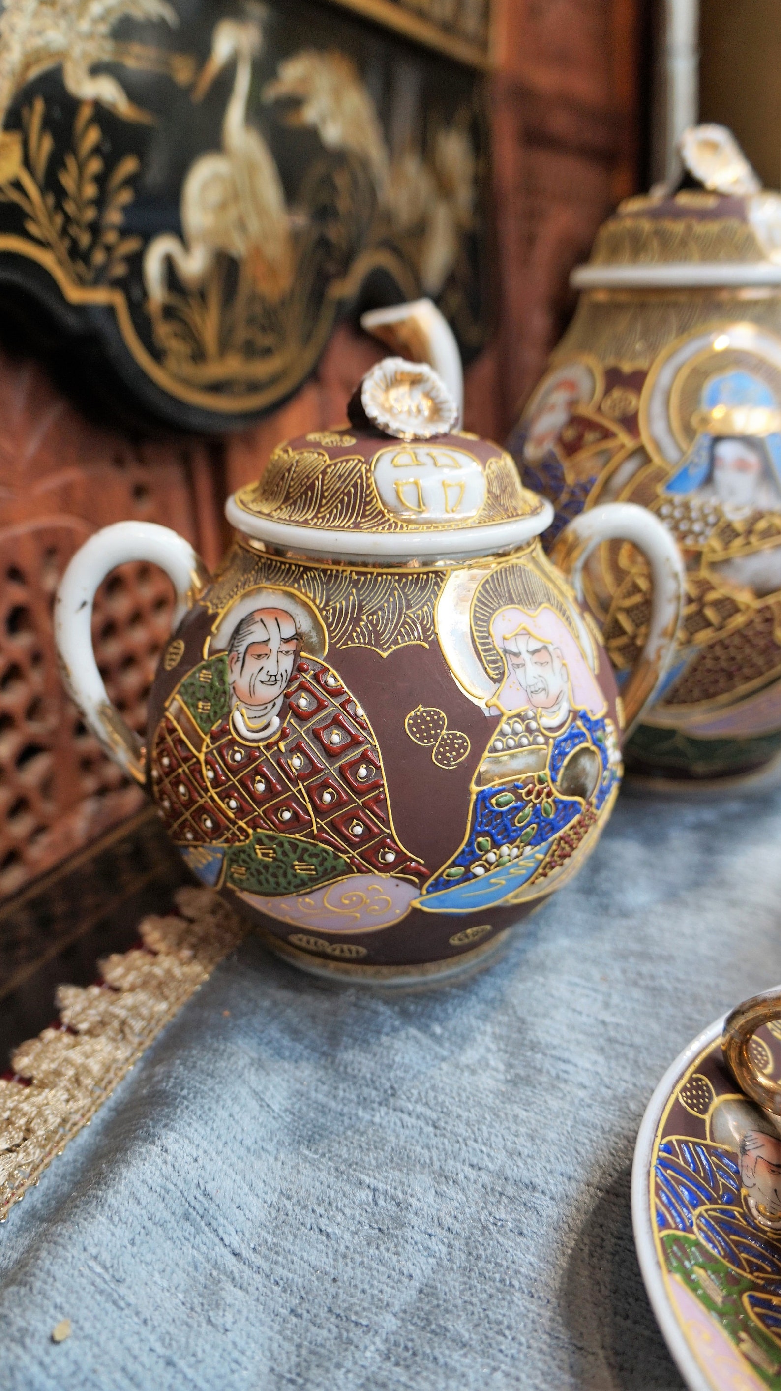 Vintage Satsuma Tea Set Porcelain // Satsuma Moriage Tea Set / - Etsy