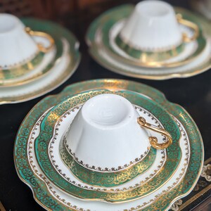 Vintage Tea Coffee Set Porcelain Vintage Castro Gold Green // Vintage ...