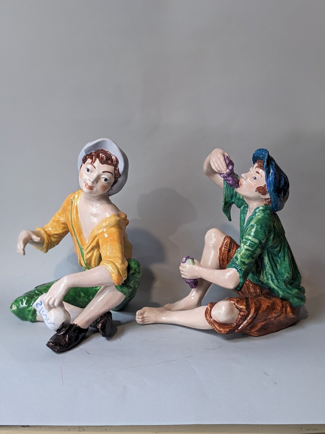 Couple of Porcelain Childs Figures Sureda Stamp // Handpainted Figures ...