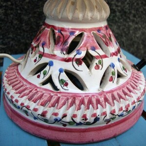 Vintage Ceramic Base Lamp Handpainted / Flower Porcelain Lamp Desk ...