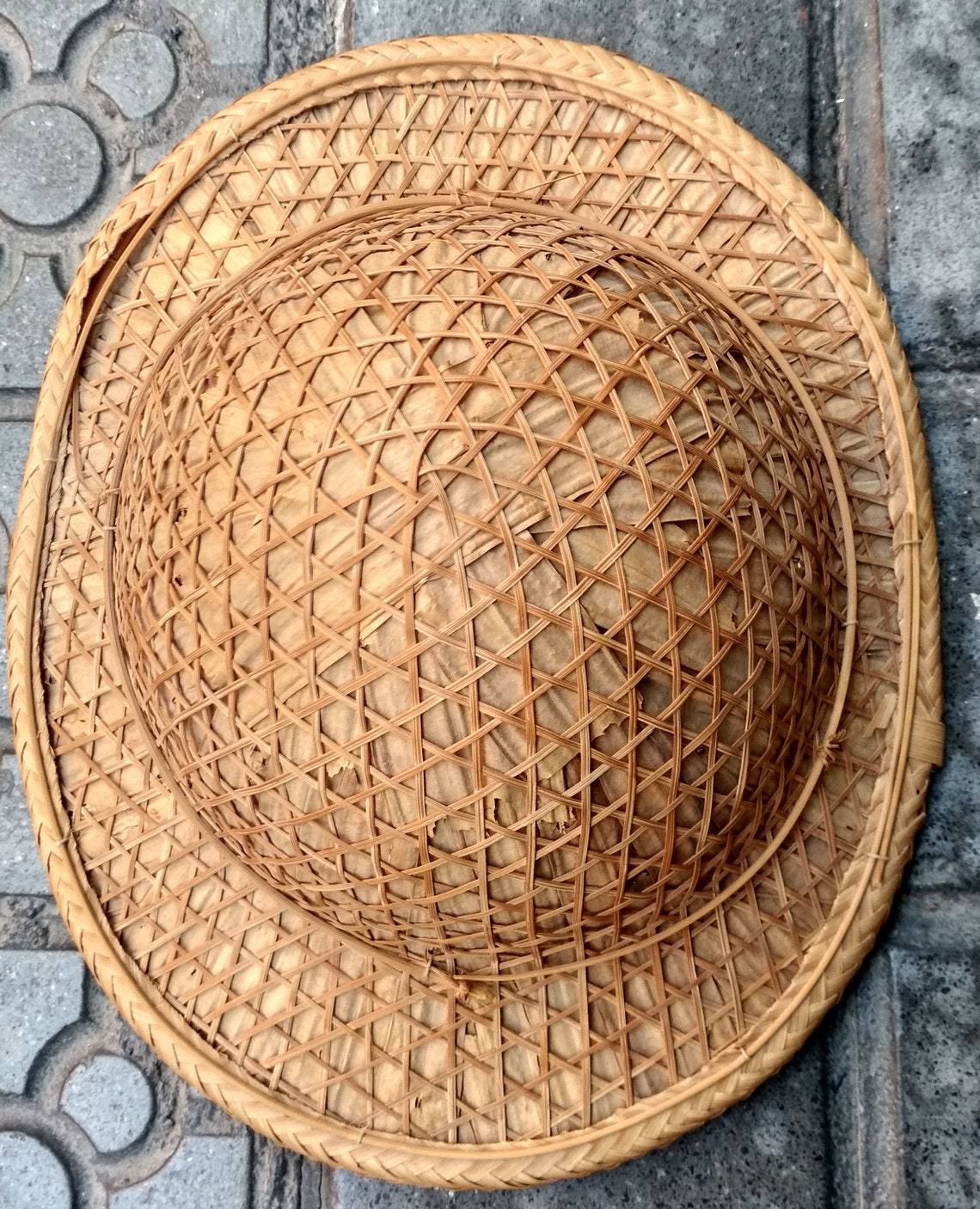 Antique Asian Hat / Chinese Hat. Woven Bamboo Hat. Colonial Hat ...
