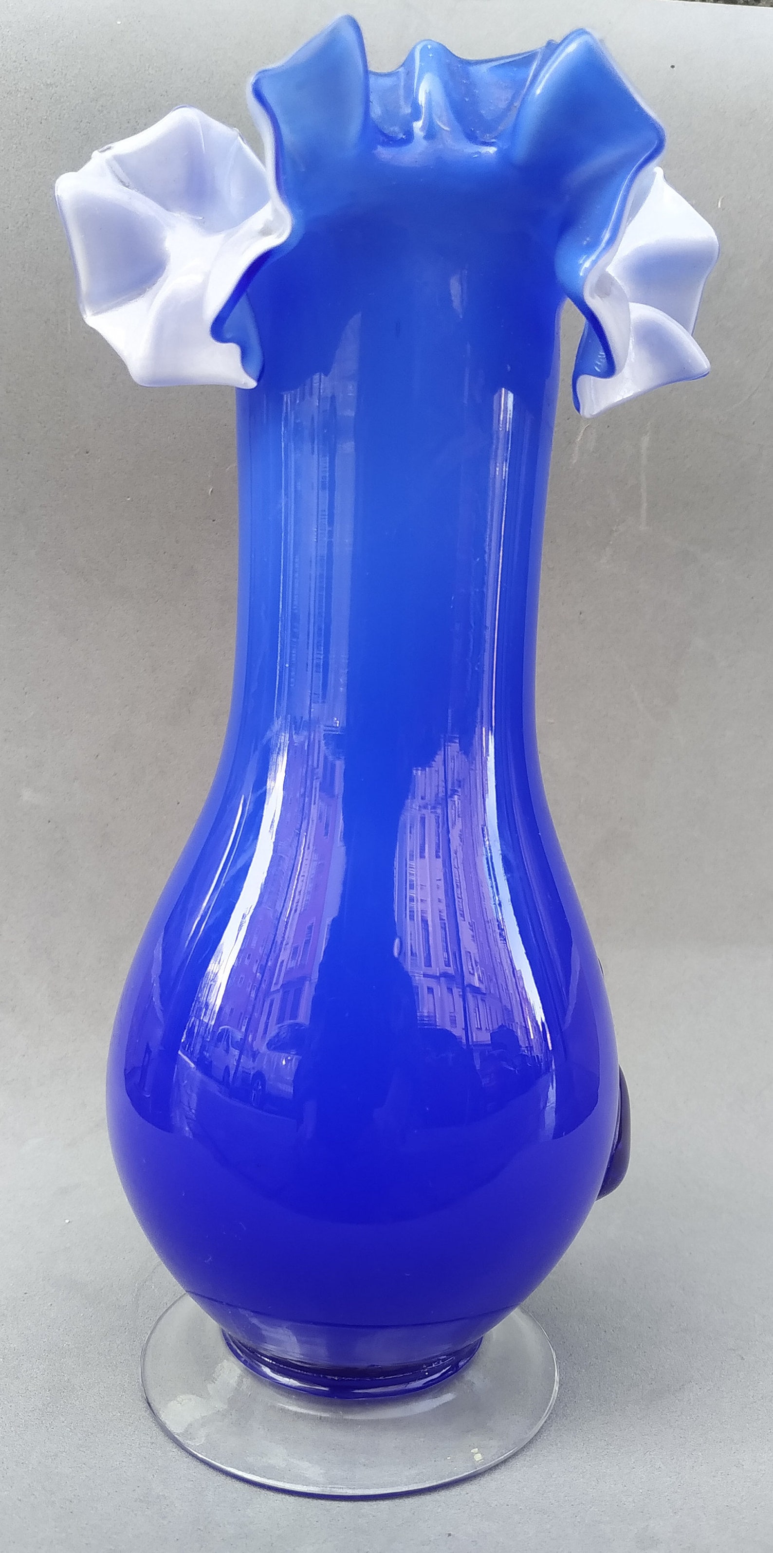 Vintage Art Glass Blue Vase Flower Murano Type // Beautiful - Etsy