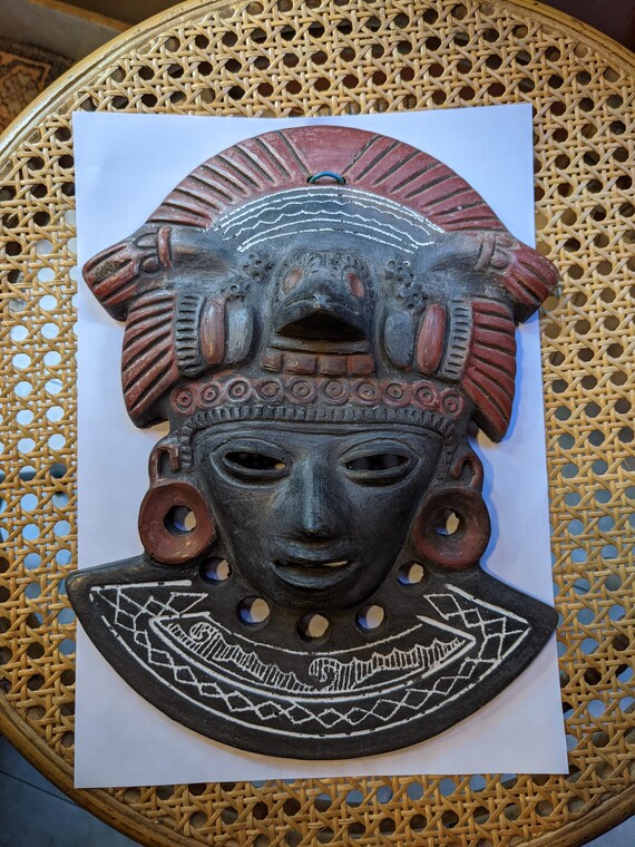 Aztec Terracota God Mask // Sun God Clay Mask Teracotta | Etsy