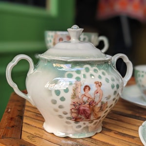 Victoria Czechoslovakia Vintage Tea Set Porcelain With Scenes // 12 ...