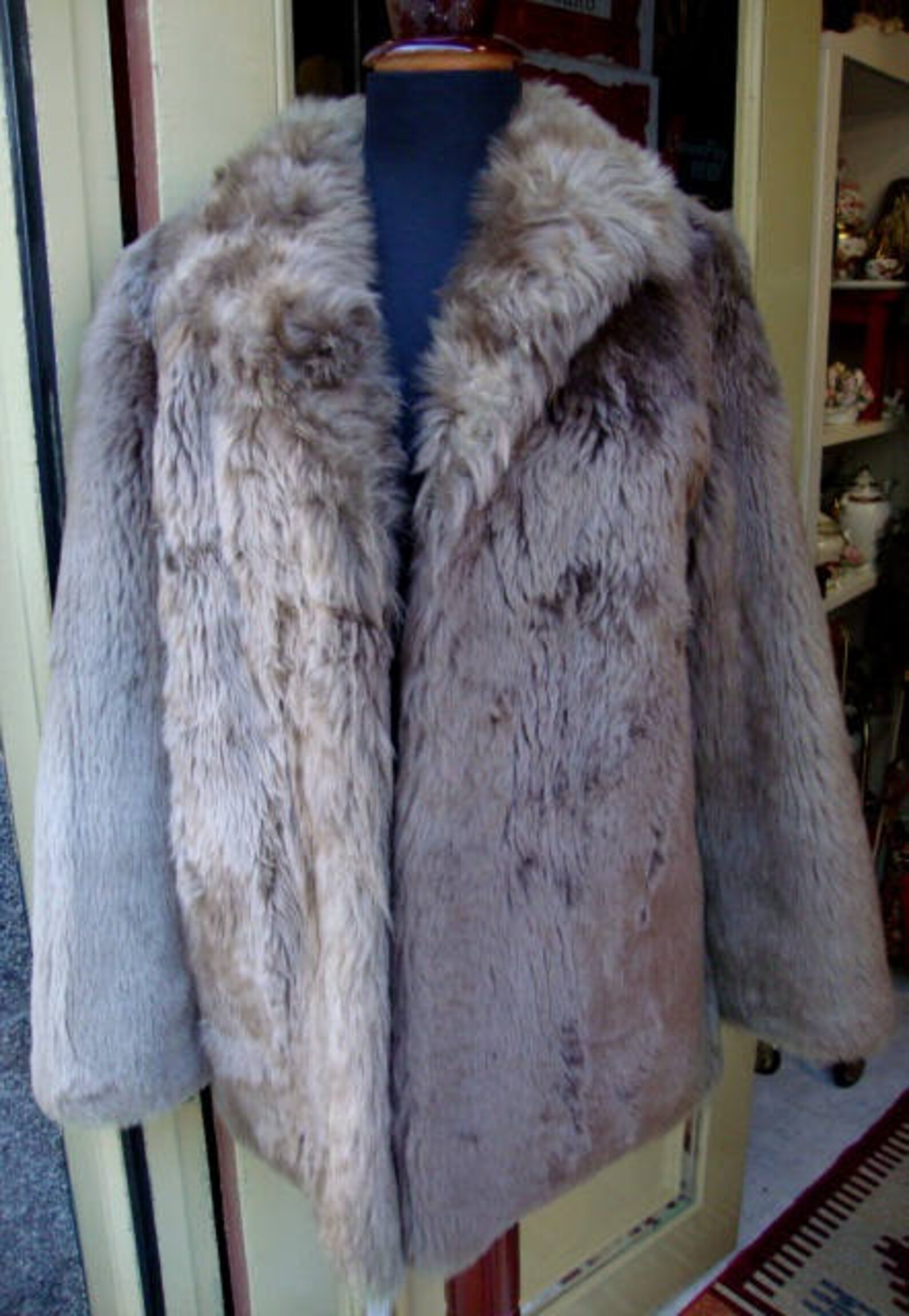 Vintage Mouton Fur Coat / Gray Brown Fur COAT / Lamb Fur / Lamb Fur ...