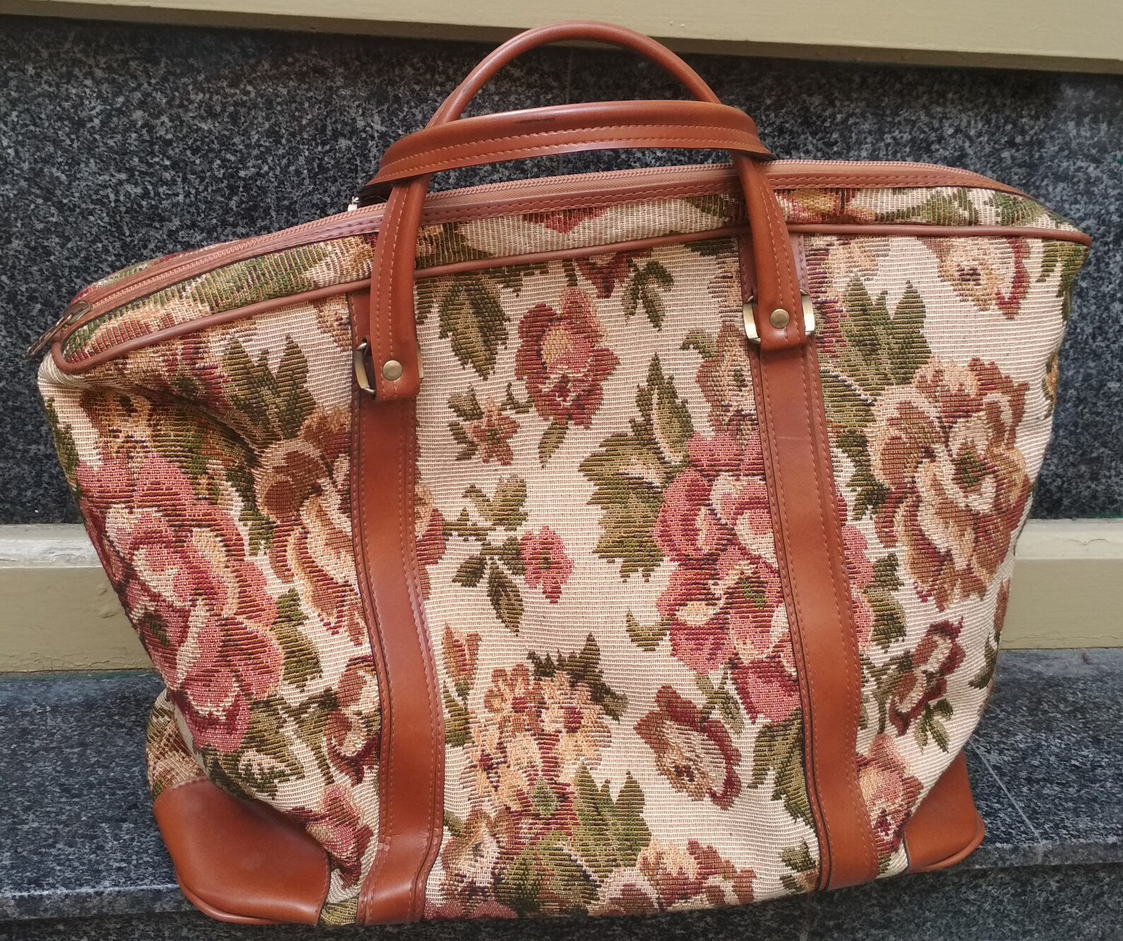 Tote Tapestry Fabric Bag Vintage/ WEEKENDER Overnight Carry on | Etsy