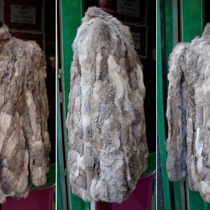 ON SALE!! Vintage 1980s Coat Gray / Rabbit Fur Coat - Gray Rabbit Fur ...