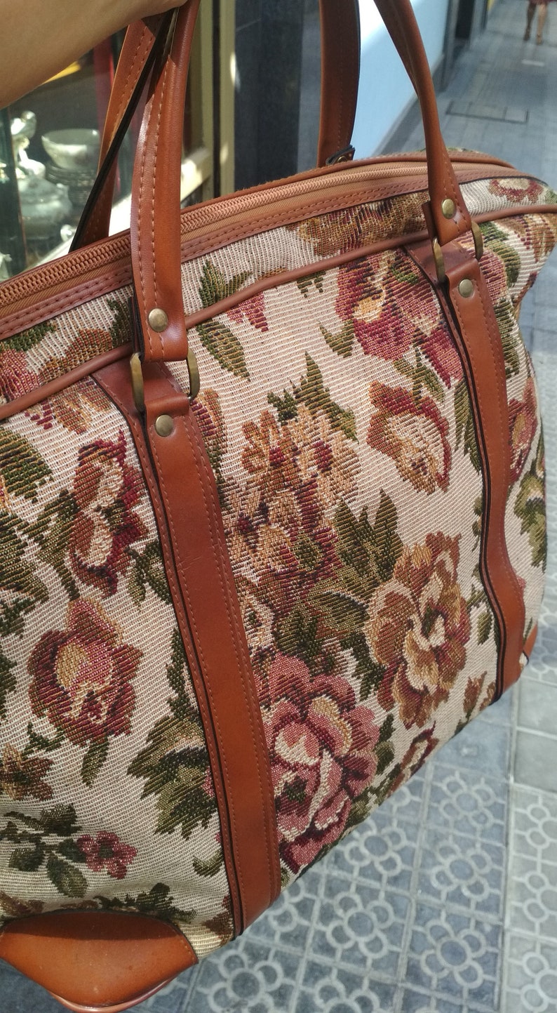 Tote Tapestry Fabric Bag Vintage/ WEEKENDER Overnight Carry on | Etsy