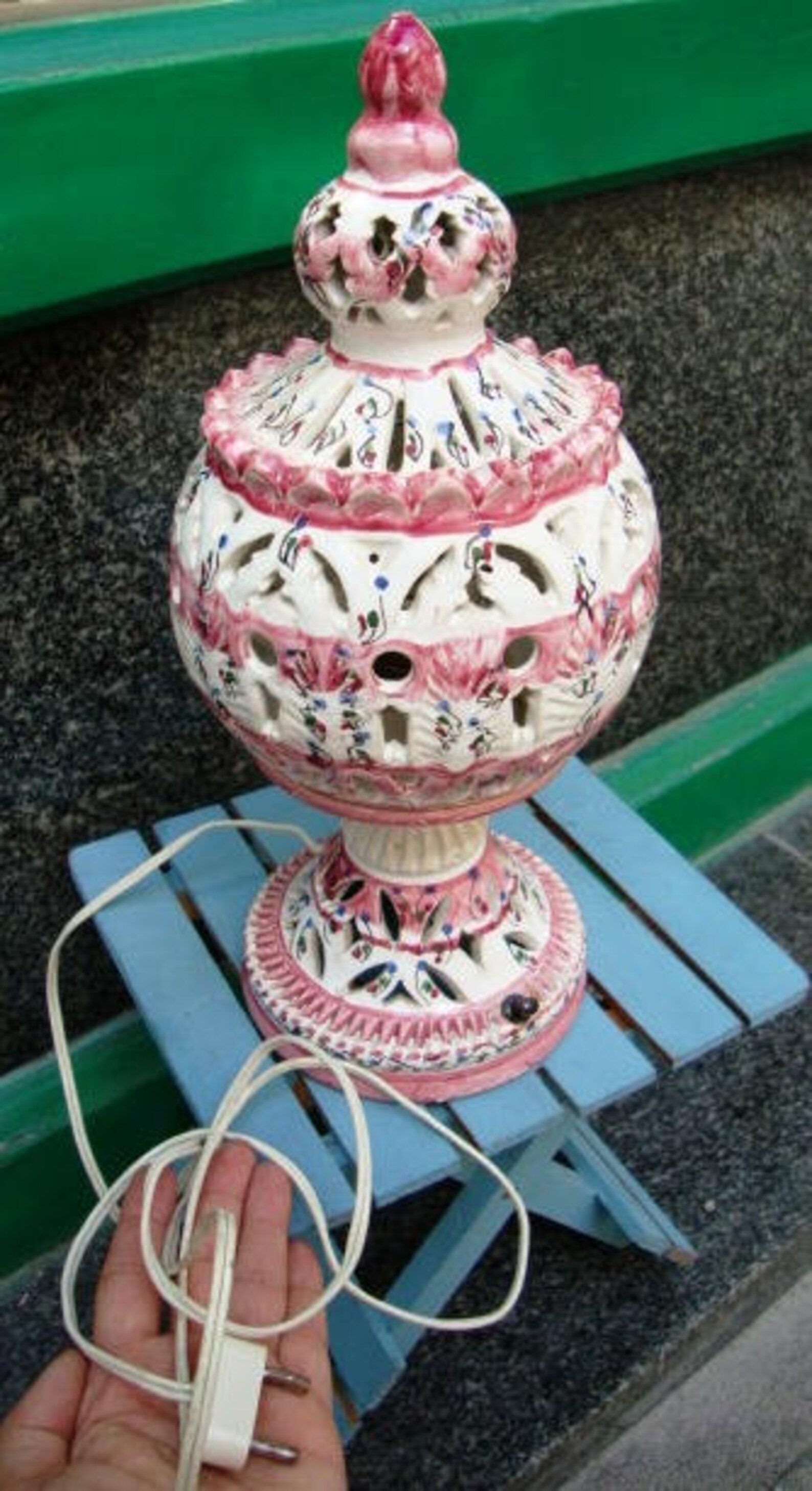 Vintage Ceramic Base Lamp Handpainted / Flower Porcelain Lamp - Etsy