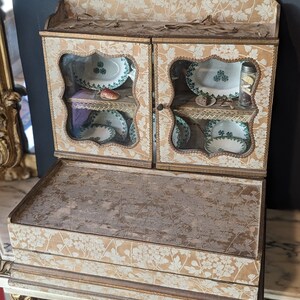 French Cabinet París Doll Size Dinner Service in Cabinet Brocade // 19 ...