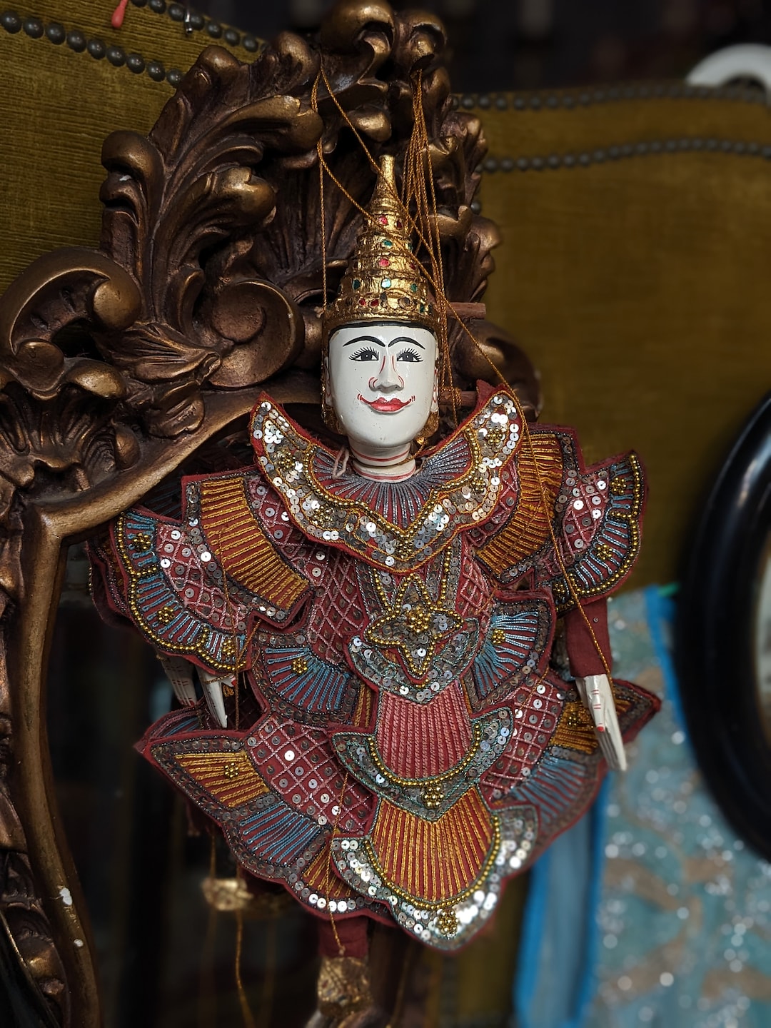 Antique Hand Carved Wood Puppet/vintage Marionette Asian/ Dancer /hand ...