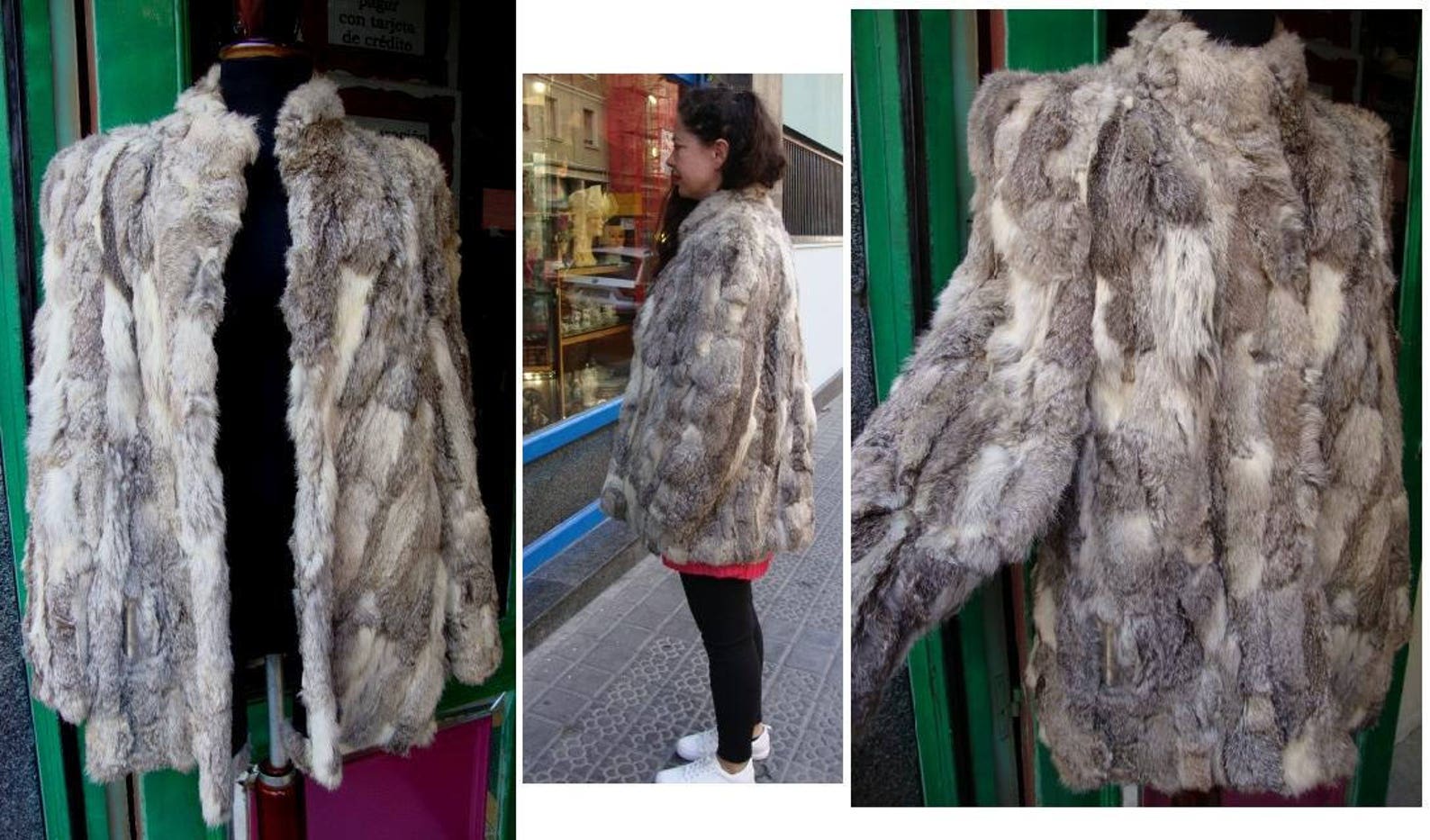 ON SALE Vintage 1980s Coat Gray / Rabbit Fur Coat Gray | Etsy