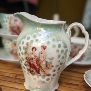 Victoria Czechoslovakia Vintage Tea Set Porcelain With Scenes // 12 ...