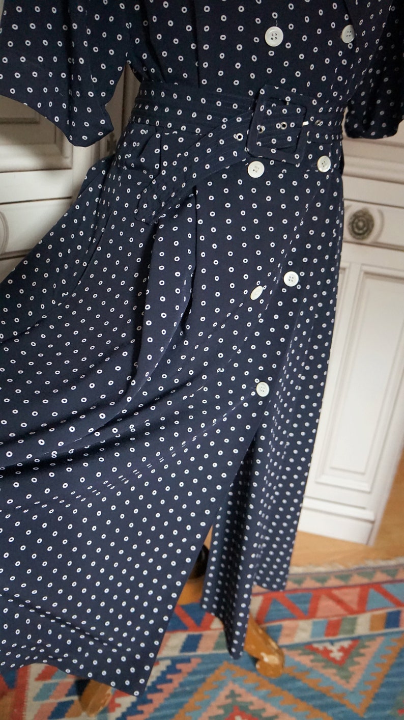 Vintage RODIER 60s Printed Summer Dark Blue Dress - Etsy