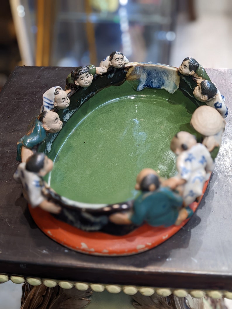 Antique Japanese Sumida Gawa Pottery Bowl of Ten Men Looking - Etsy