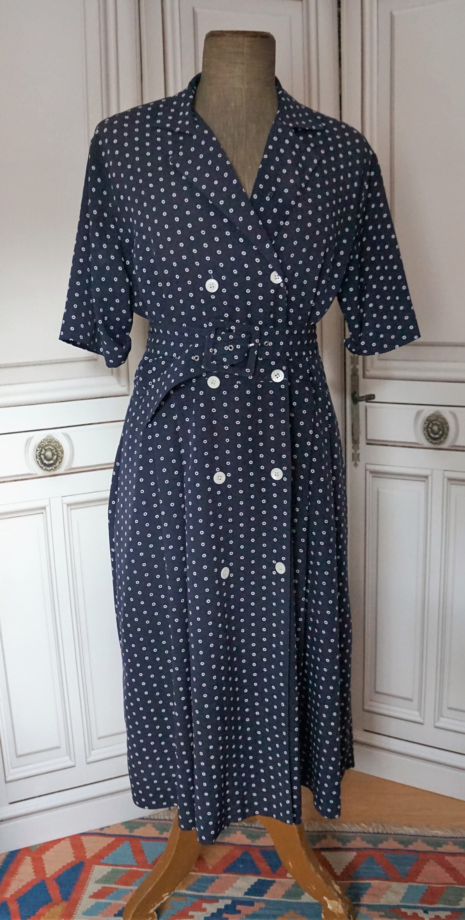 Vintage RODIER 60s Printed Summer Dark Blue Dress - Etsy