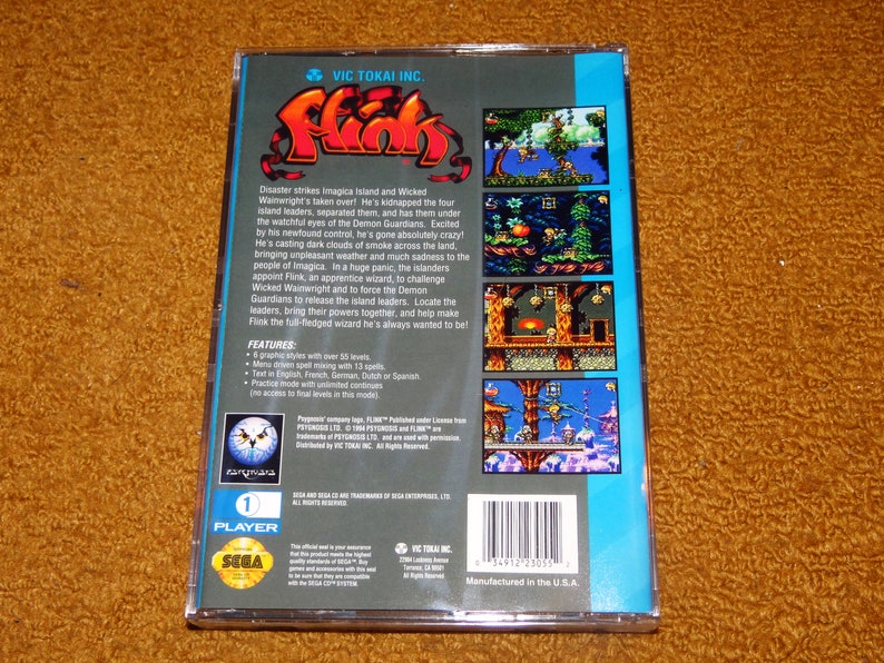Custom Printed the Midadventures of Flink (flink) Sega CD Manual, and ...