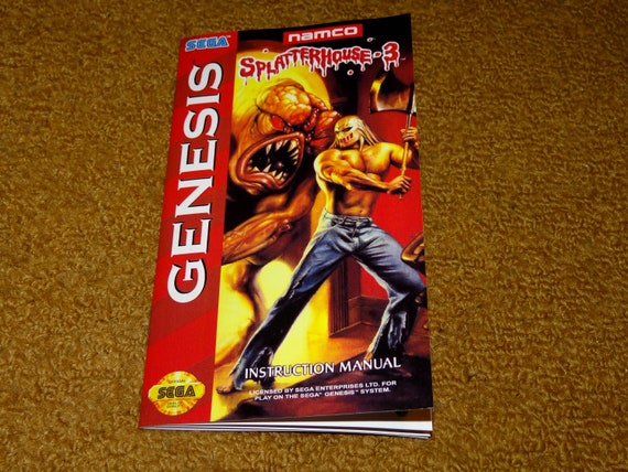 Custom Printed Sega Genesis Splatterhouse 3 Manual | Etsy