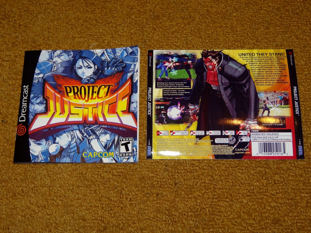 Custom Printed Sega Dreamcast Project Justice Manual and Jewel Case ...