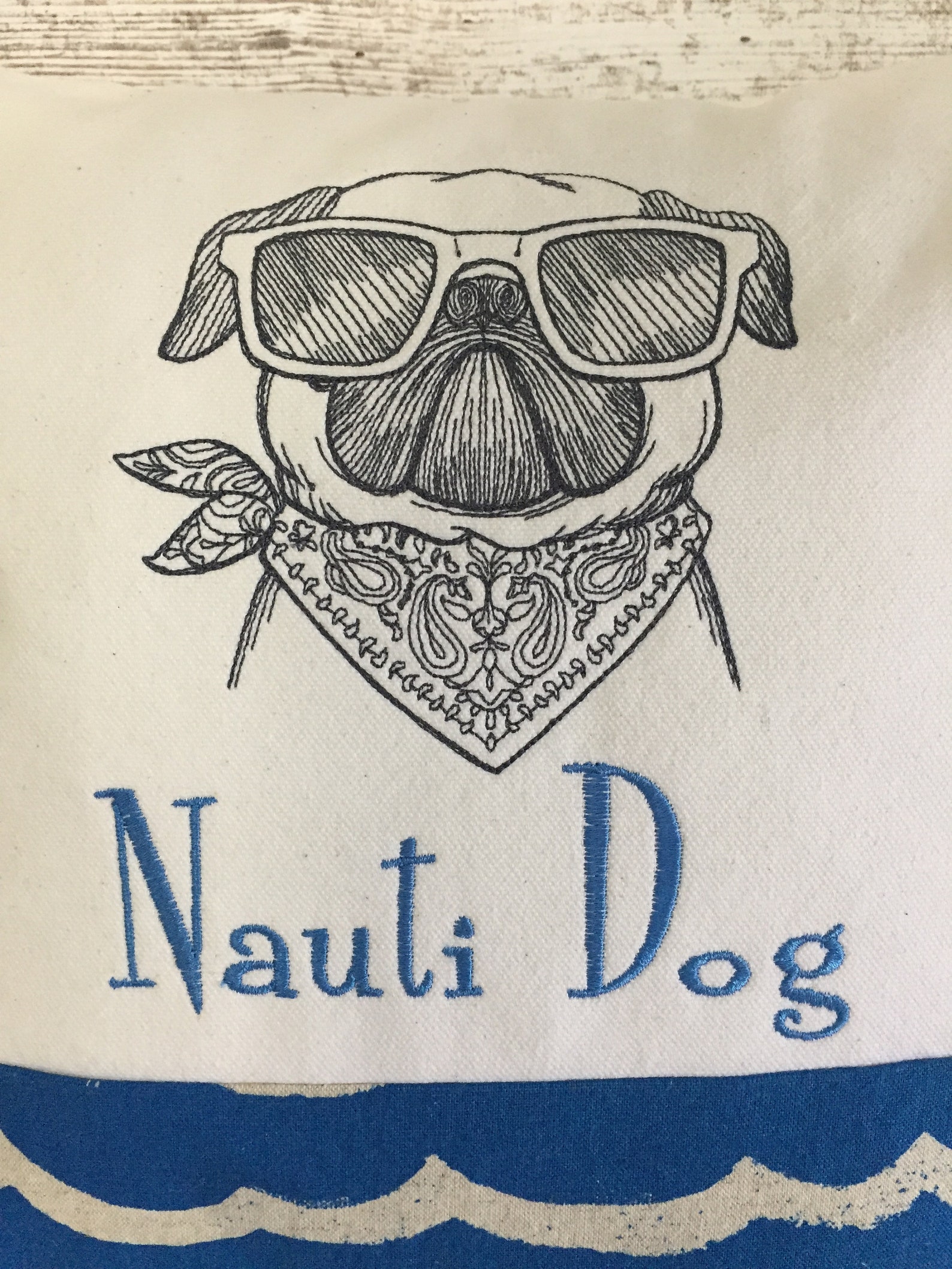 Nauti Dog Nautical Pillow Cover Embroidered Nautical Pillow - Etsy