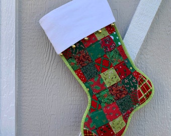 Red & Green Quilted Christmas Stocking Scrappy Cotton - Etsy