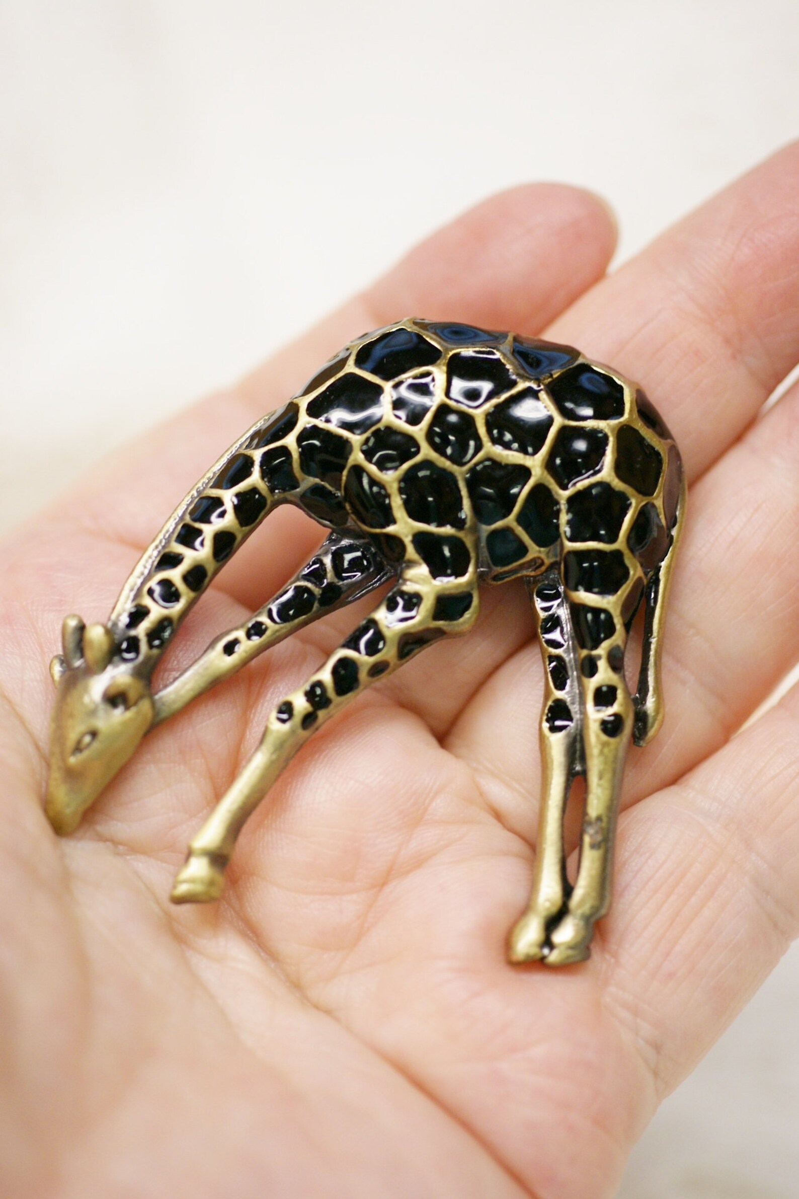 Vintage Large Black Gold Enamel Giraffe Brooch Pendant Gold | Etsy