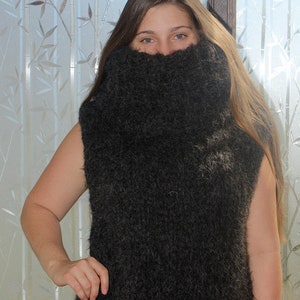 Turtleneck Loop Scraf Snood Round Scraf Alpaca Merino Fluffy Longhair Chunky Wool for Men Hand ...