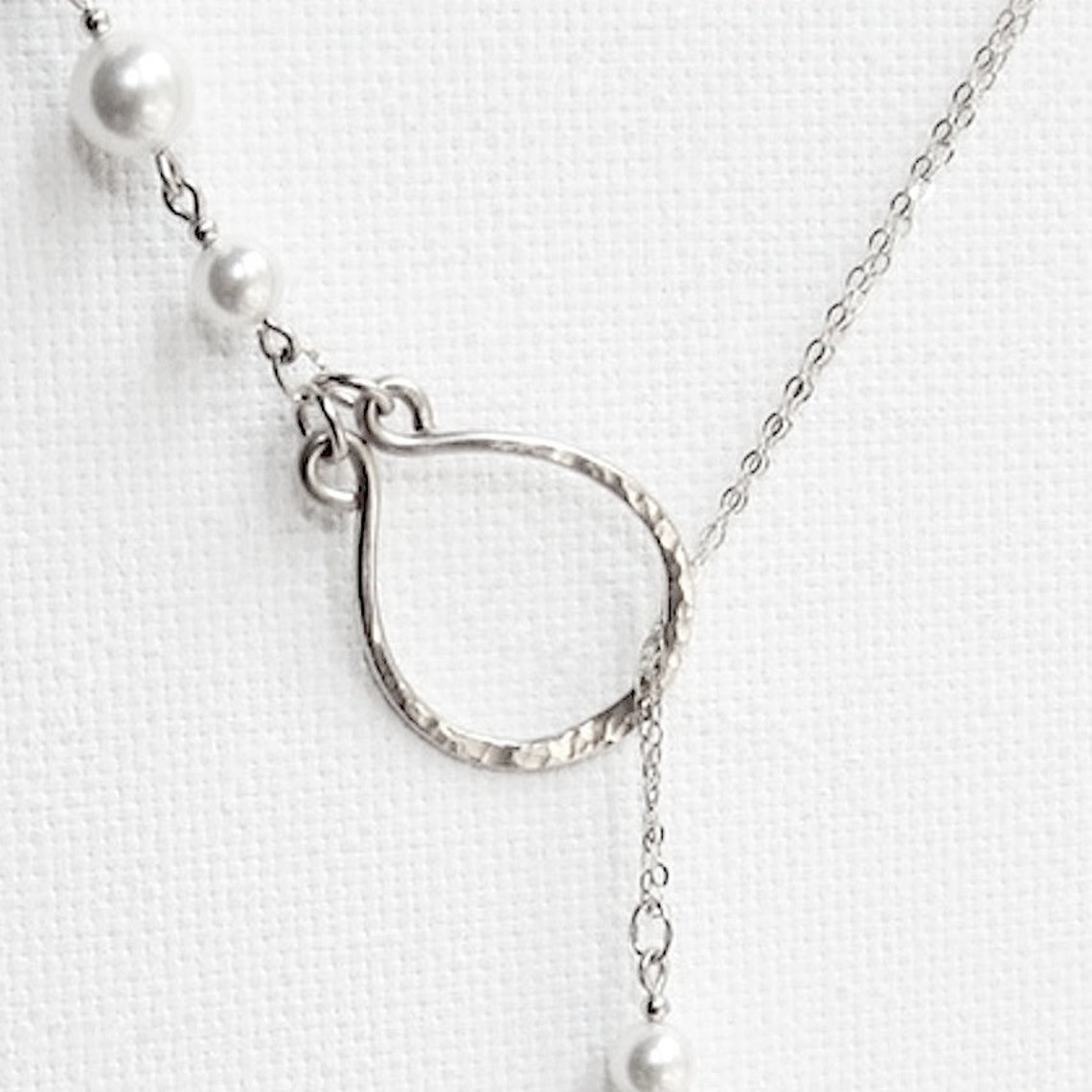 Pearl Necklace Lariat Necklace Pearl Drop Necklace Pearl Etsy