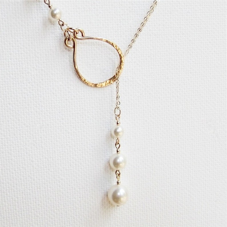 Pearl Lariat Necklace Gold Pearl Necklace Lariat Necklace Etsy