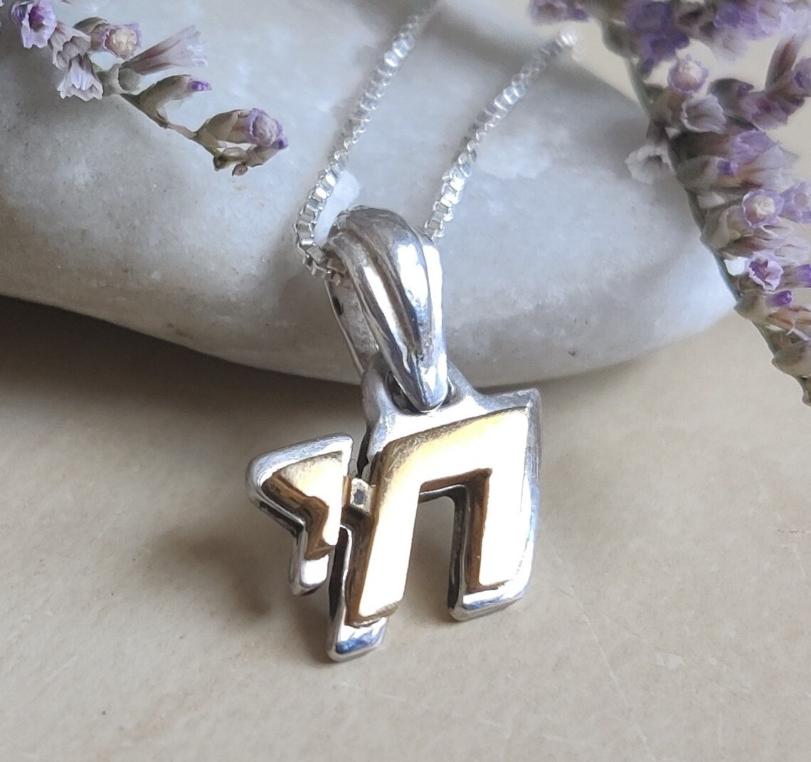 Dainty Silver and Gold Chai Necklace Minimalist Two Tone Chai - Etsy