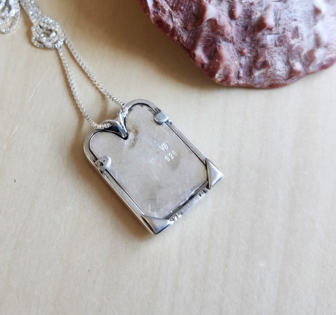 Ten Commandments Two Tone Necklace, Jewish Tablets Star of David Chai ...