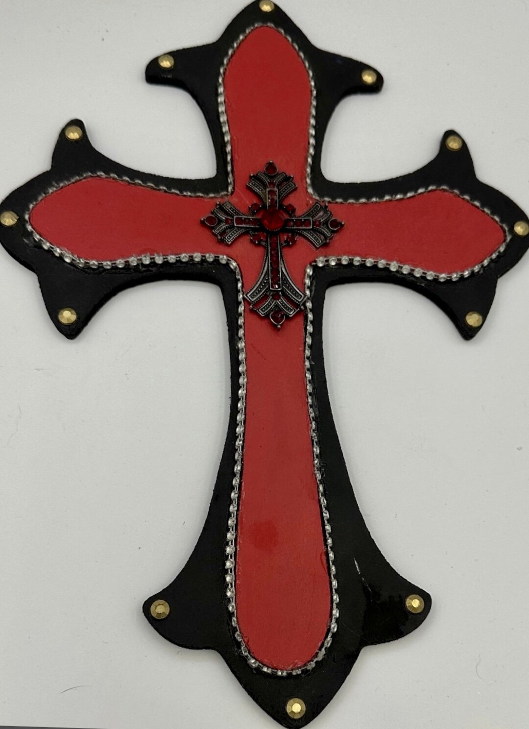 11 Red and Black Wooden Cross With Red Embellishment Wall Hanging - Etsy