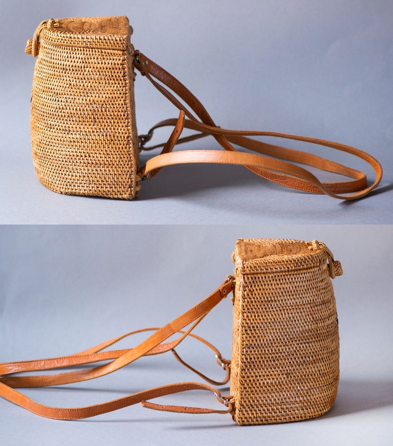 Woven Rattan Backpack for Women Summer Bag. Boho Style Small - Etsy