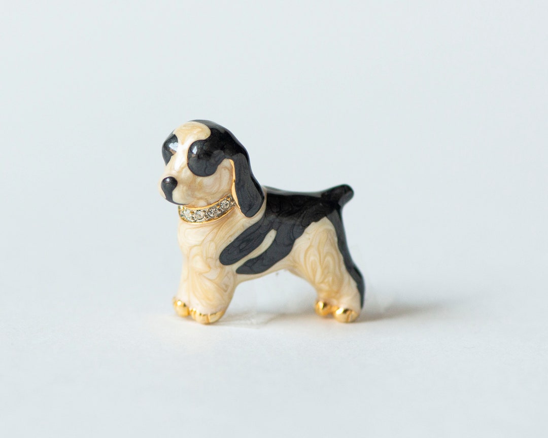 Springer Spaniel Brooch Miniature Vintage Lapel Pin. Enamel Costume ...