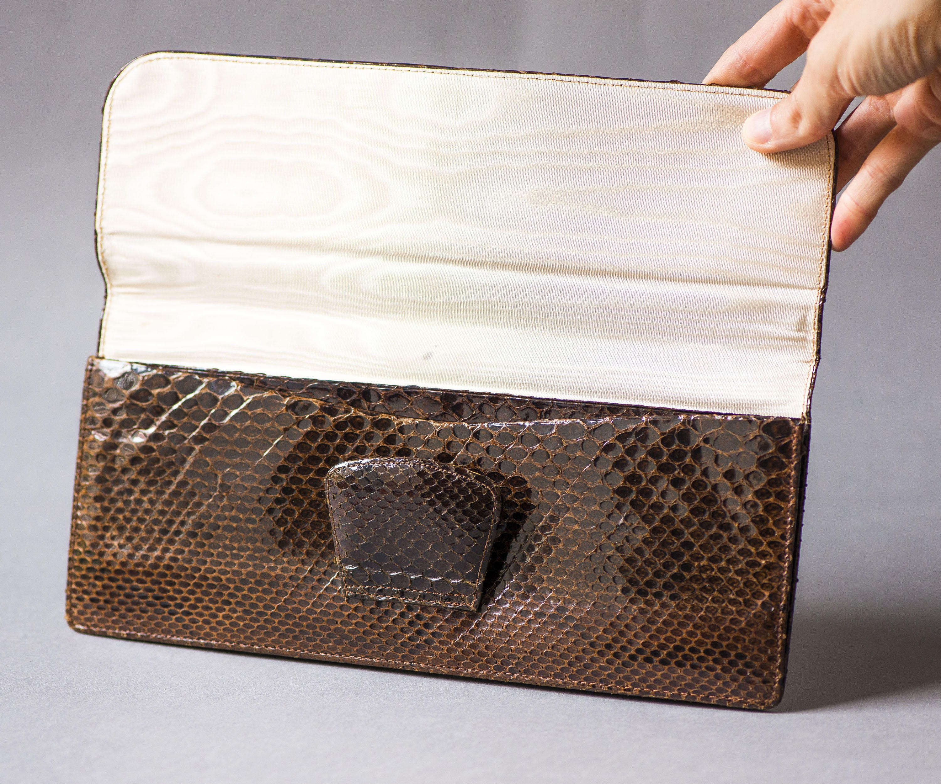 Vintage Lizard Skin Leather Formal Clutch Purse.dark Brown | Etsy UK